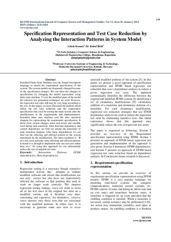 Pdf Specification Representation And Test Case Reduction By Analyzing The Interaction Patterns