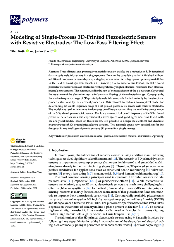 (PDF) Modeling of Single-Process 3D-Printed Piezoelectric Sensors with Resistive Electrodes: The ...