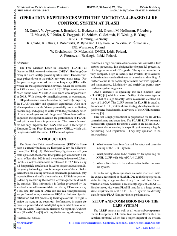 (PDF) Operation Experiences with the MICROTCA.4-based LLRF Control ...