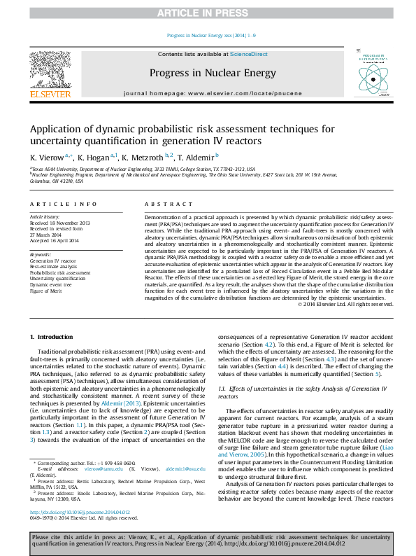 (PDF) Application of dynamic probabilistic risk assessment techniques ...