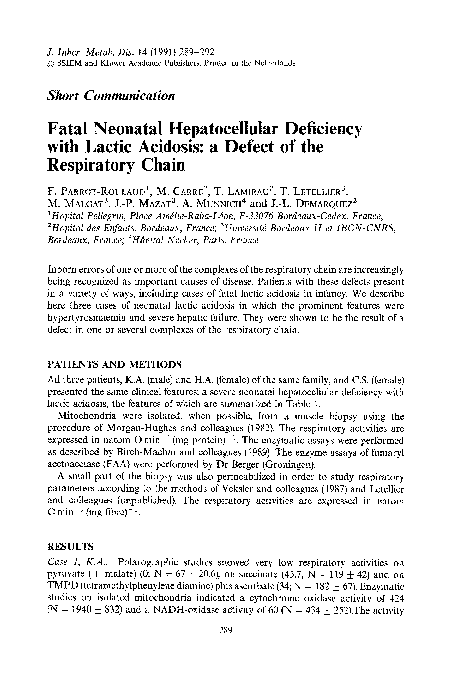 (PDF) Fatal neonatal hepatocellular deficiency with lactic acidosis: a ...