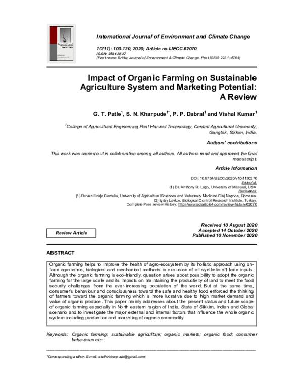 (PDF) Impact of Organic Farming on Sustainable Agriculture System and ...