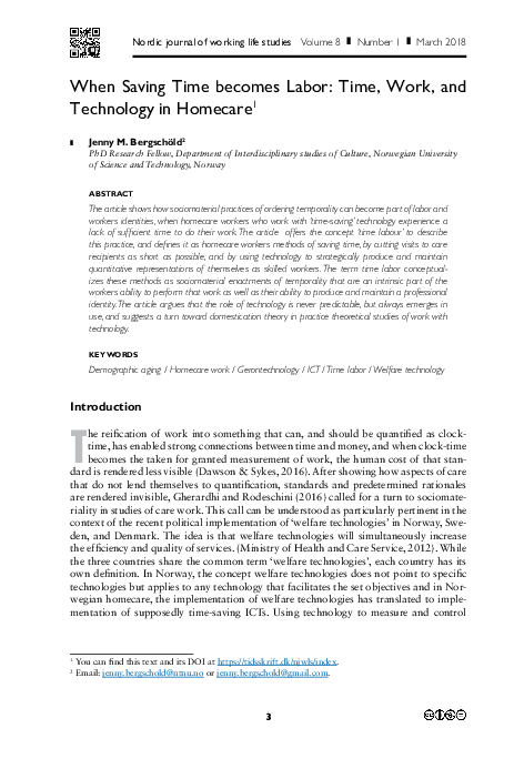 (PDF) When Saving Time becomes Labor: Time, Work, and Technology in ...