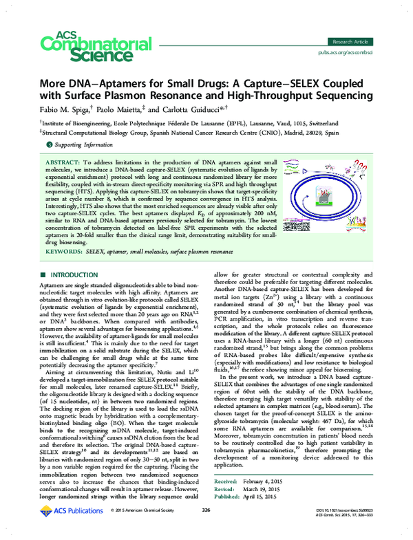 (PDF) More DNA–Aptamers for Small Drugs: A Capture–SELEX Coupled with ...