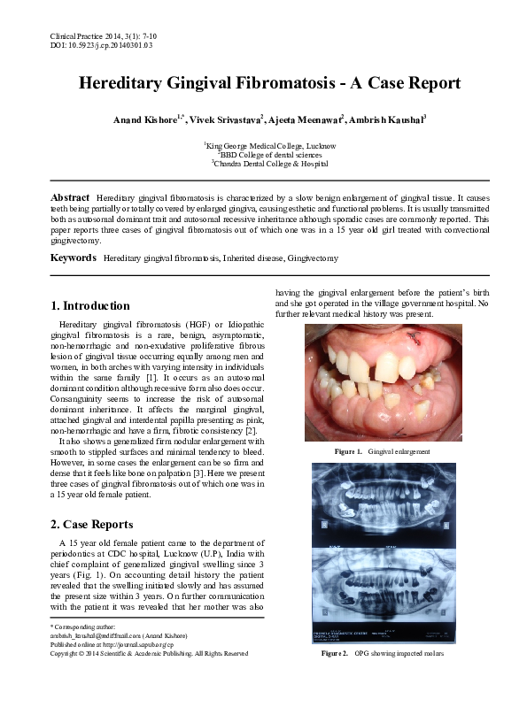 (PDF) Hereditary gingival fibromatosis: a case report
