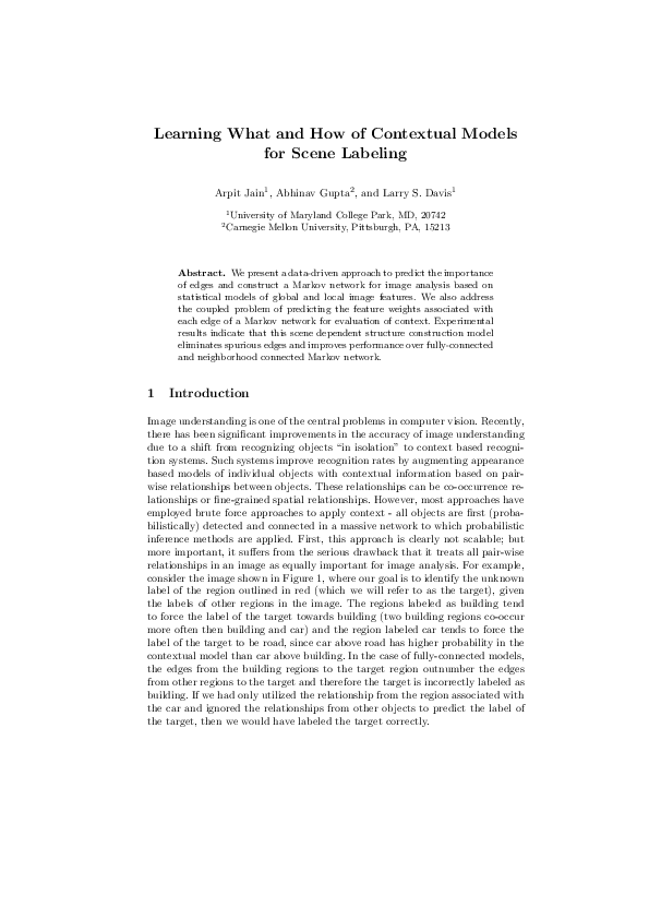 (PDF) Learning What and How of Contextual Models for Scene Labeling