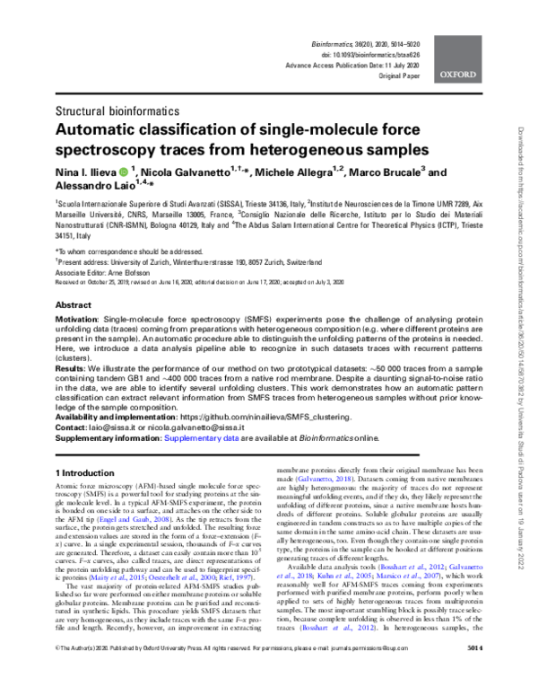 (PDF) Automatic classification of single-molecule force spectroscopy traces from heterogeneous ...