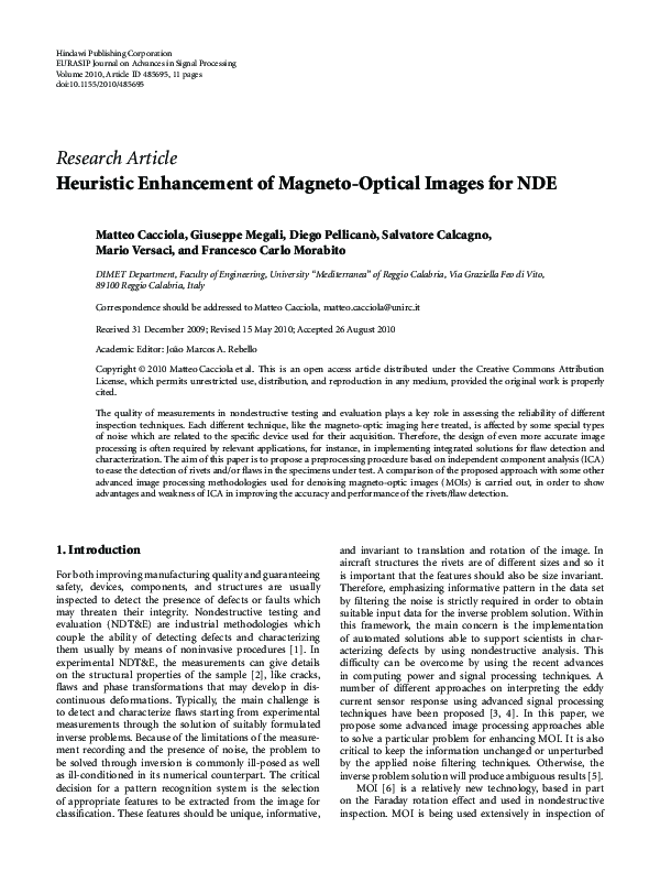 (PDF) Heuristic Enhancement of Magneto-Optical Images for NDE