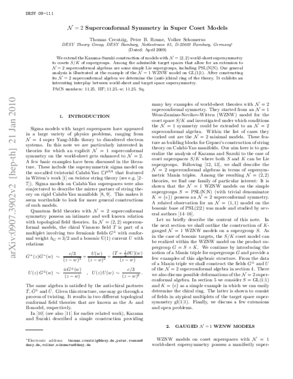 (PDF) N=2 superconformal symmetry in super coset models