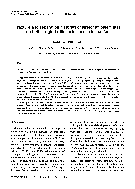 (PDF) Fracture and separation histories of stretched belemnites and ...