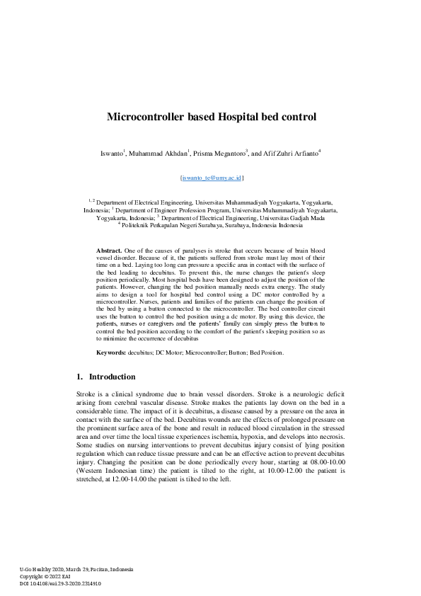 (PDF) Microcontroller based Hospital bed control