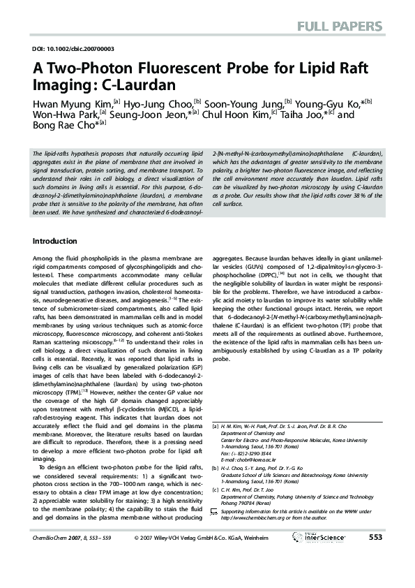 (PDF) A Two-Photon Fluorescent Probe for Lipid Raft Imaging: C-Laurdan