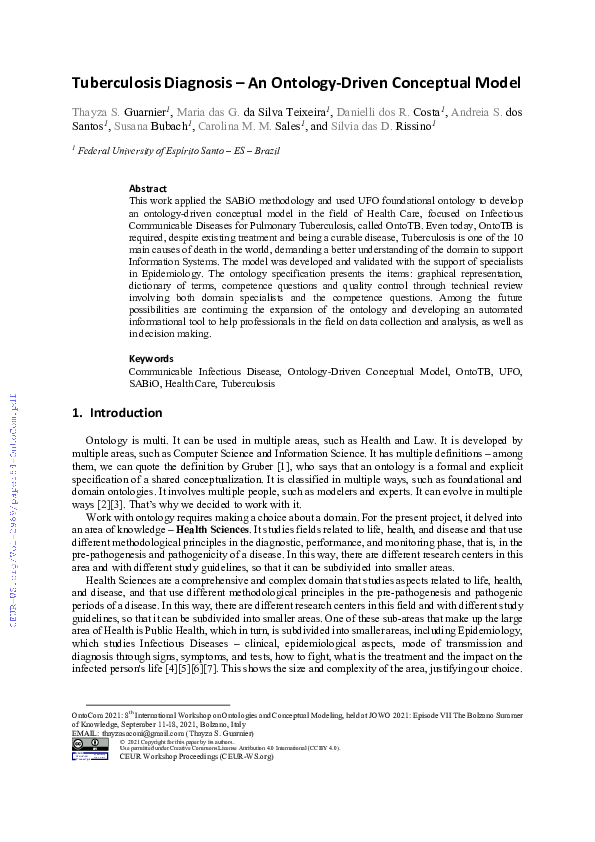 (PDF) Tuberculosis Diagnosis - An Ontology-Driven Conceptual Model