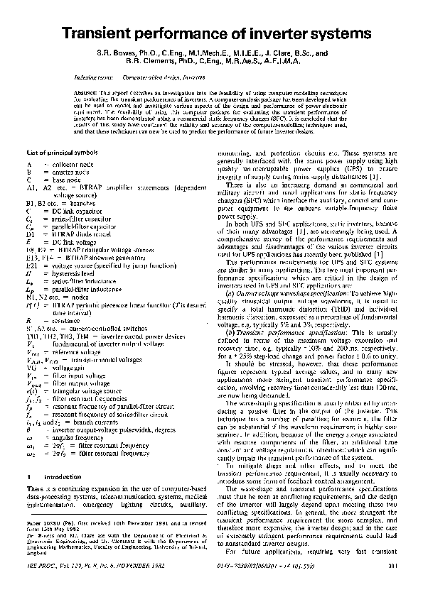 (PDF) Transient performance of inverter systems | Jon Clare - Academia.edu