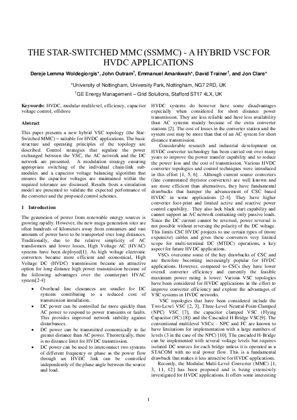 (PDF) The star-switched MMC (SSMMC) - a hybrid VSC for HVDC applications