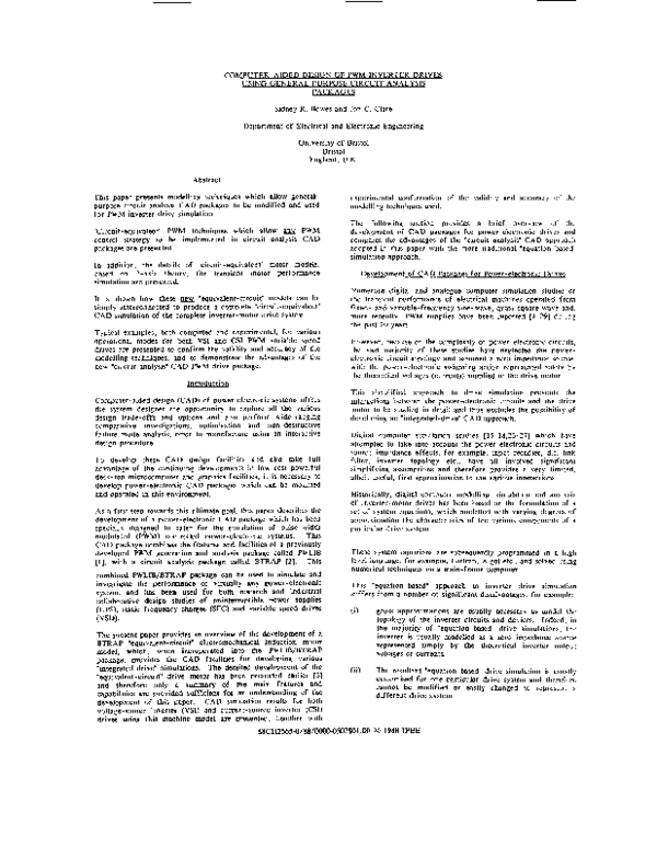 (PDF) Computer-aided design of PWM inverter drives using general ... (PDF) Computer-aided design of PWM inverter drives using general ...