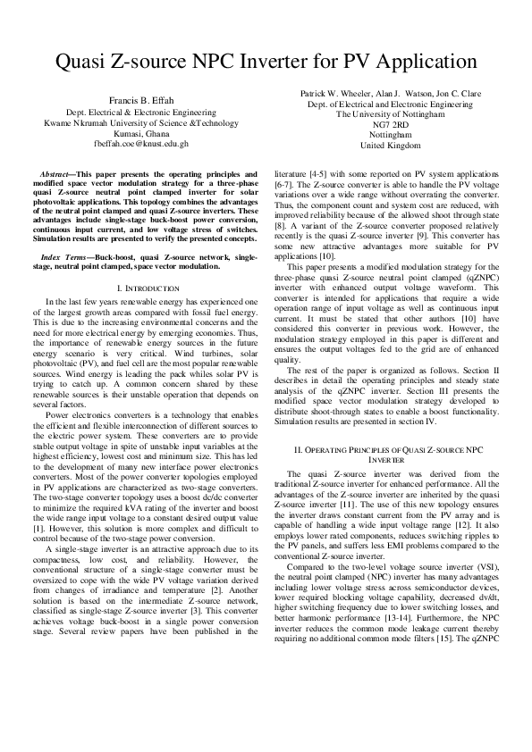 (PDF) Quasi Z-source NPC inverter for PV application
