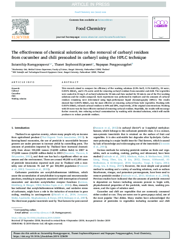(PDF) The effectiveness of chemical solutions on the removal of ...