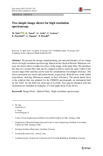(PDF) Two simple image slicers for high resolution spectroscopy