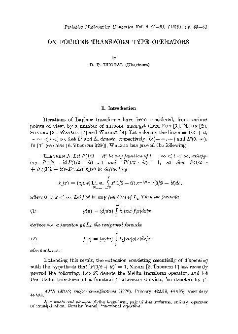 (PDF) On Fourier transform type operators