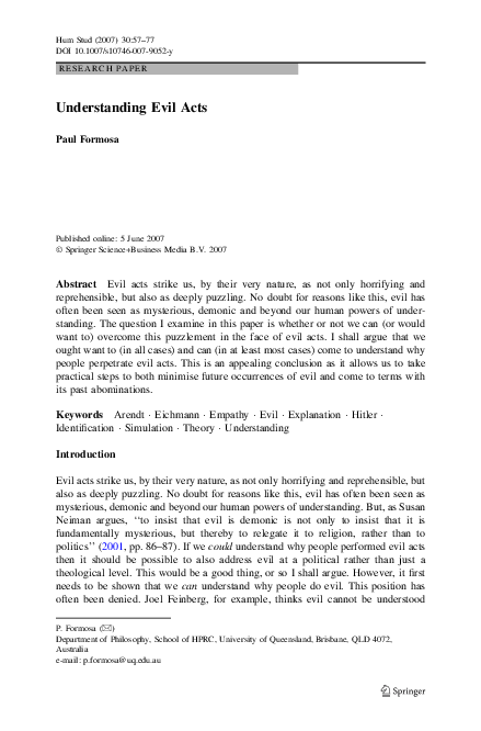 (PDF) Understanding Evil Acts