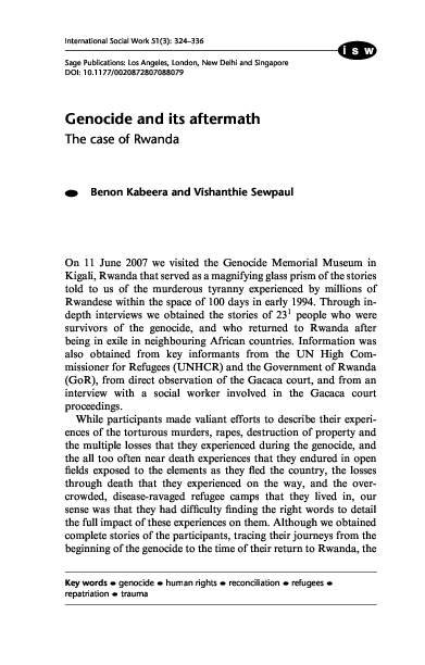 (PDF) Genocide and its aftermath