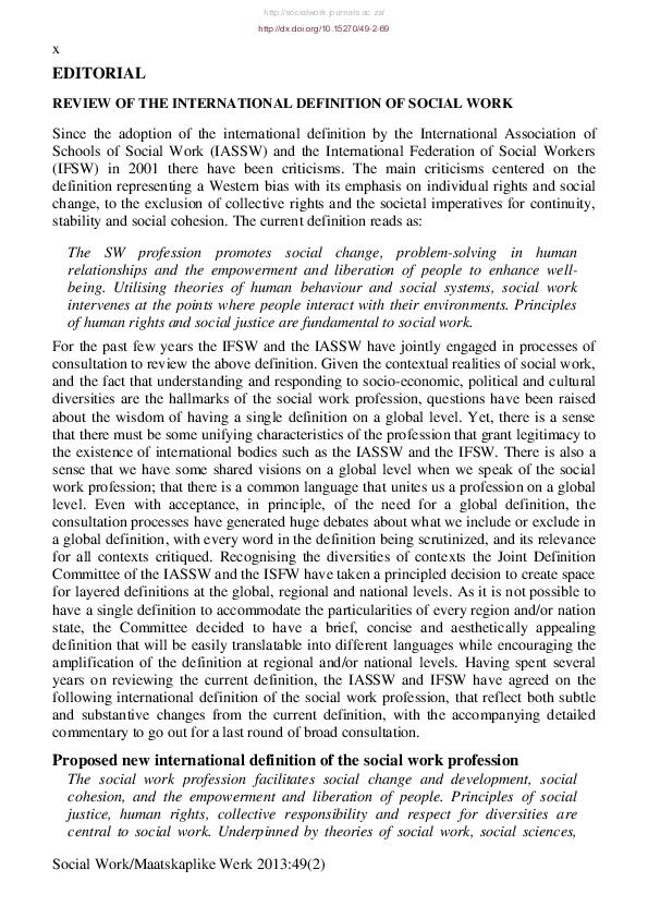 (PDF) Review of the International Definition of Social Work