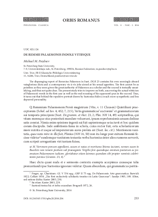 (PDF) De Remmii Palaemonis indole vitiisque