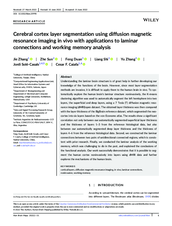 Pdf Cerebral Cortex Layer Segmentation Using Diffusion Magnetic Resonance Imaging In Vivo With