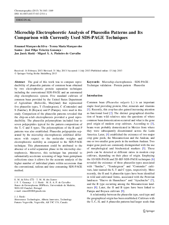 (PDF) Microchip Electrophoretic Analysis of Phaseolin Patterns and Its ...