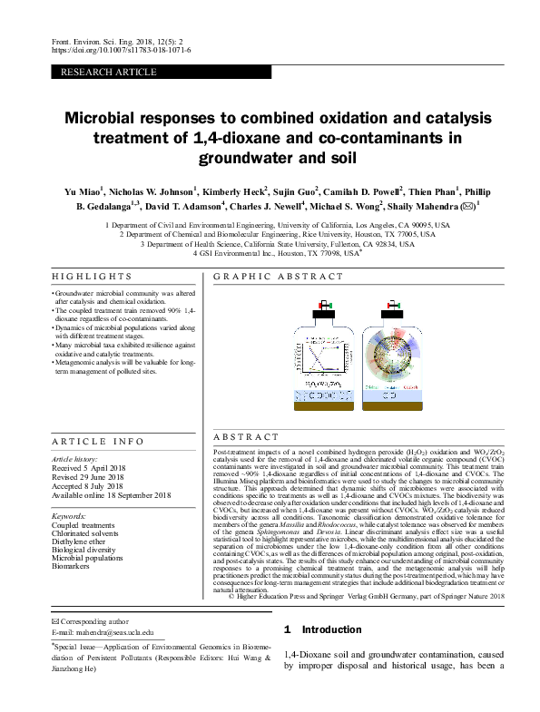 (PDF) Microbial responses to combined oxidation and catalysis treatment ...