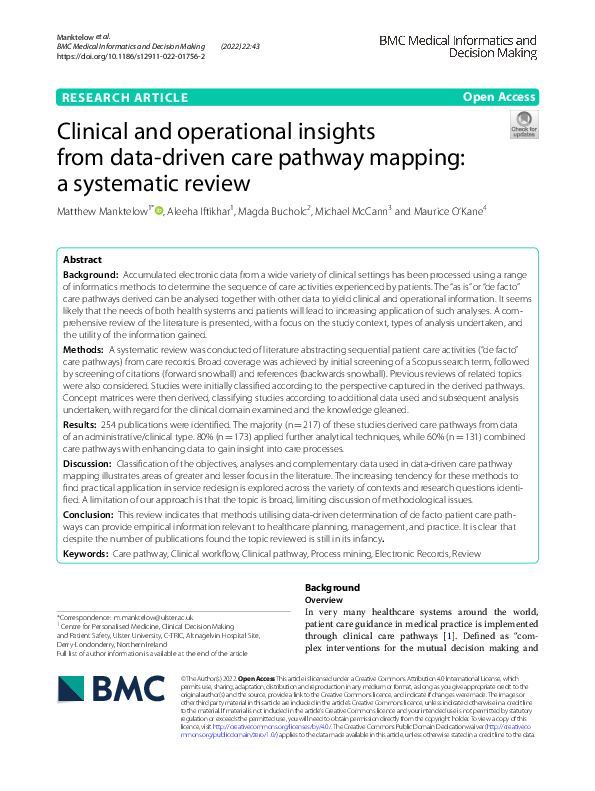 (PDF) Clinical and operational insights from data-driven care pathway ...