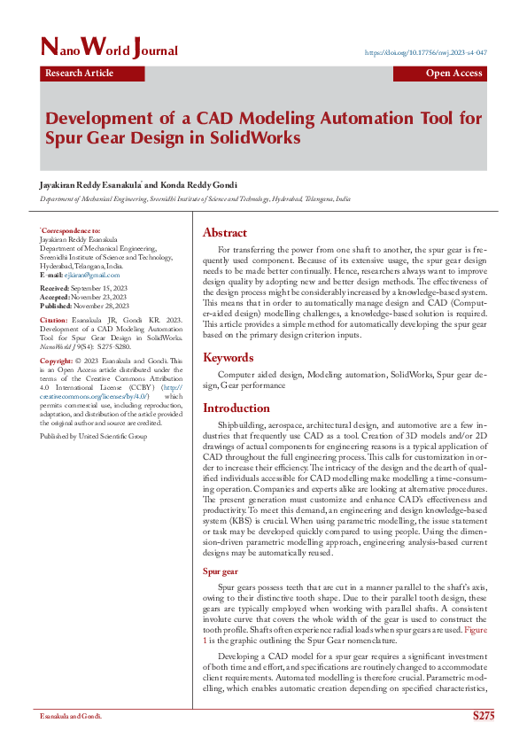 (PDF) Development of a CAD Modeling Automation Tool for Spur Gear ...