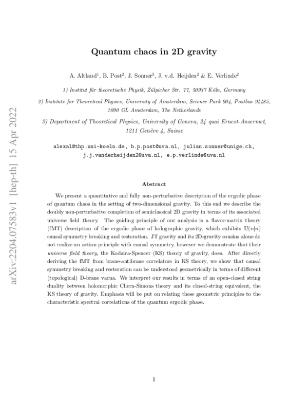(PDF) Quantum chaos in 2D gravity