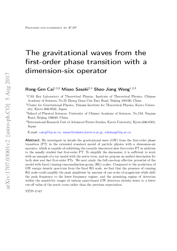 (PDF) The gravitational waves from the first-order phase transition with a dimension-six ...