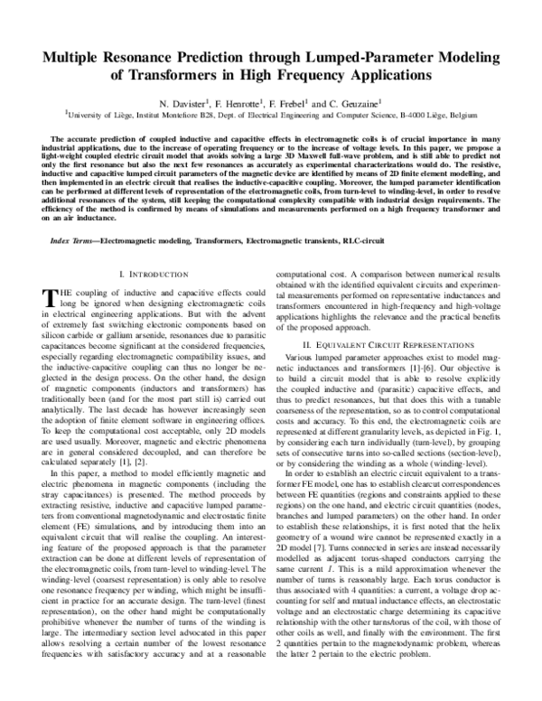 (PDF) Multiple Resonance Prediction Through Lumped-Parameter Modeling of Transformers in High ...
