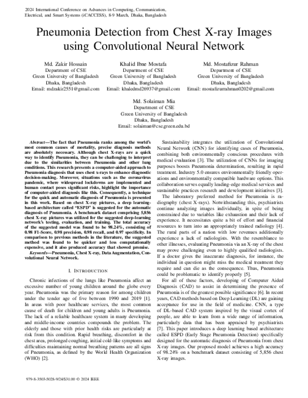 Pdf Pneumonia Detection From Chest X Ray Images Using Convolutional