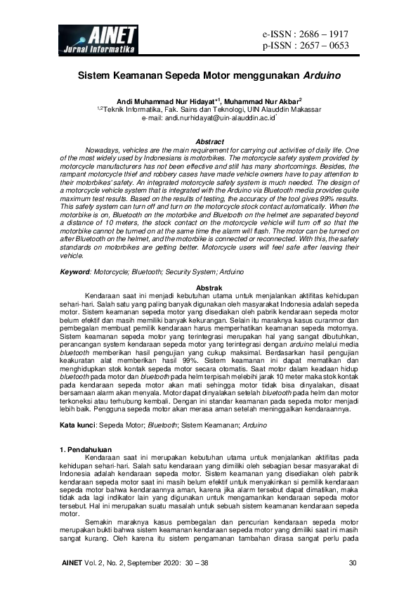 (PDF) System Security for Motorcycle with Arduino
