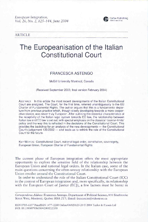 (PDF) The Europeanisation of the Italian Constitutional Court
