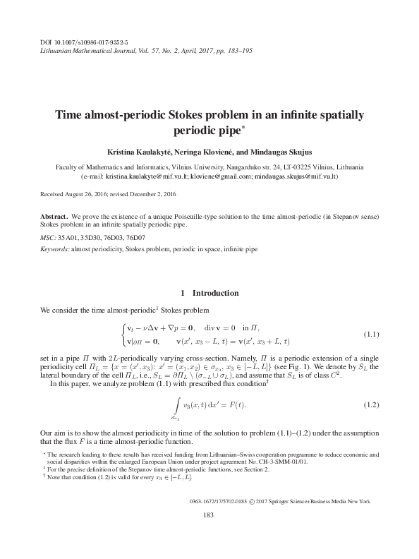 (PDF) Time almost-periodic Stokes problem in an infinite spatially ...