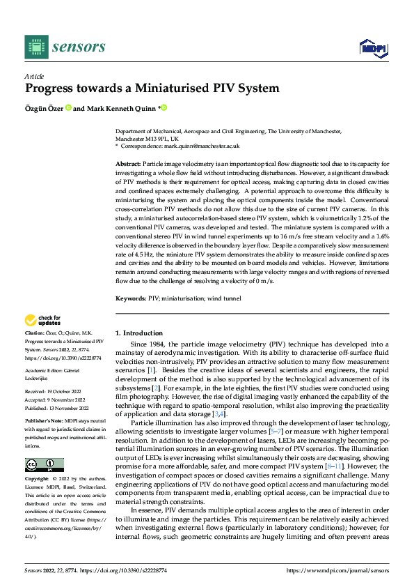 (PDF) Progress towards a Miniaturised PIV System