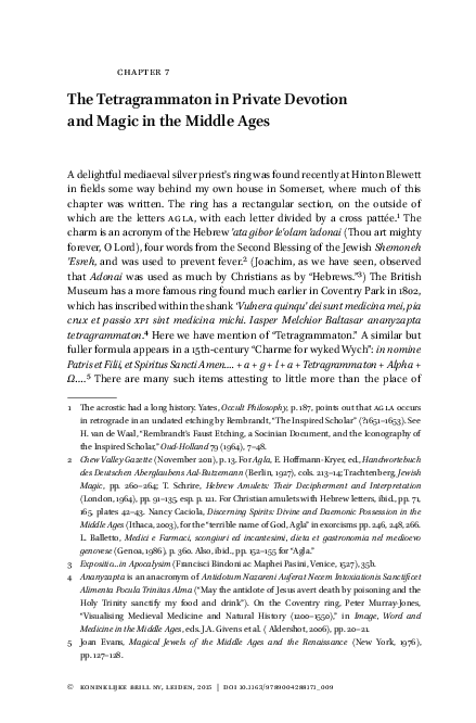 (PDF) 7 The Tetragrammaton in Private Devotion and Magic in the Middle Ages