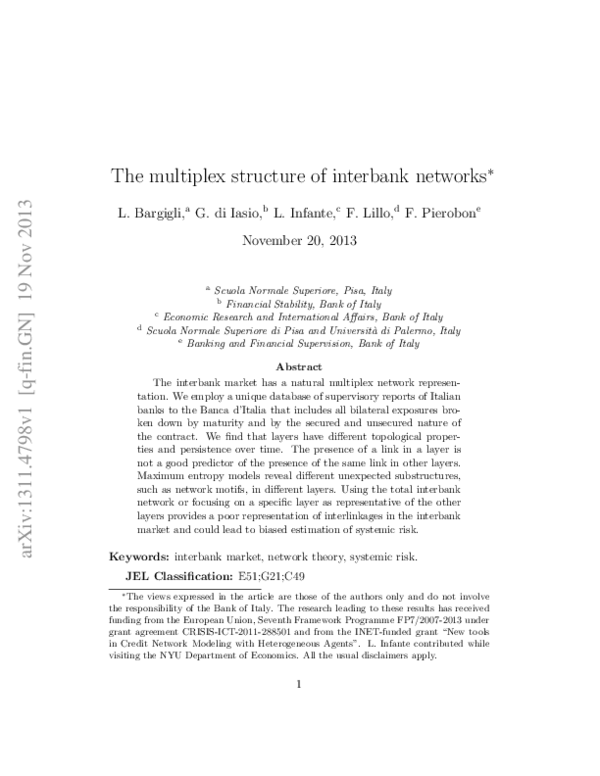 (PDF) The multiplex structure of interbank networks