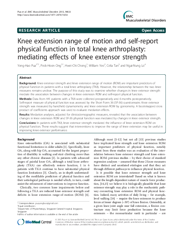 (PDF) Knee extension range of motion and self-report physical function ...