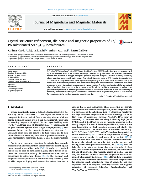(PDF) Crystal structure refinement, dielectric and magnetic properties of Sm modified BiFeO3 ...