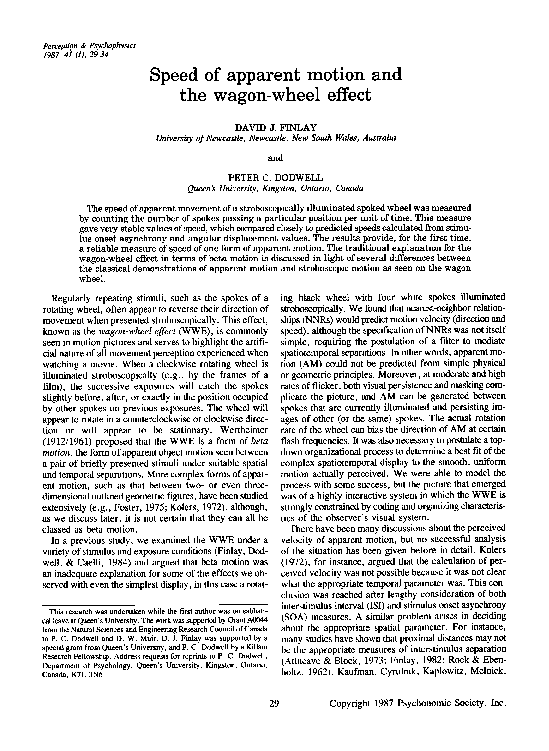 (PDF) Speed of apparent motion and the wagon-wheel effect