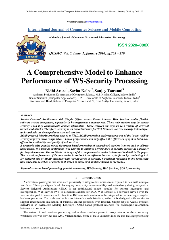 (PDF) A Comprehensive Model to Enhance Performance of WS-Security ...