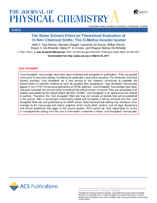 (PDF) The Water Solvent Effect on Theoretical Evaluation of 1h Nmr ...