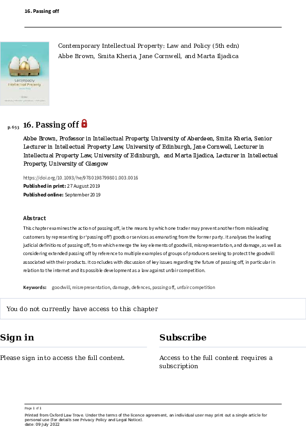 (PDF) 16. Passing off