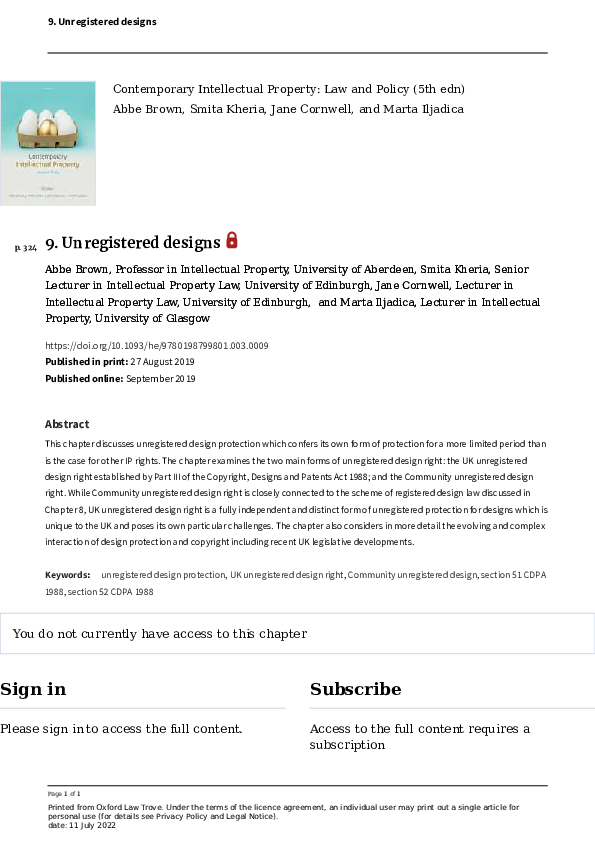 (PDF) 9. Unregistered designs